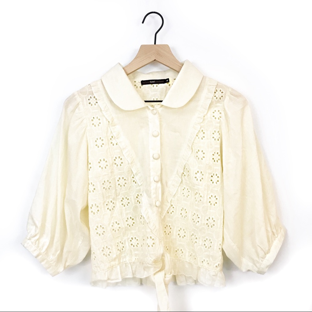 Anthropologie Hazel Eyelit Embroidered Top - Gem